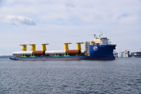 GPO Grace delivers monopiles in Halifax Harbour