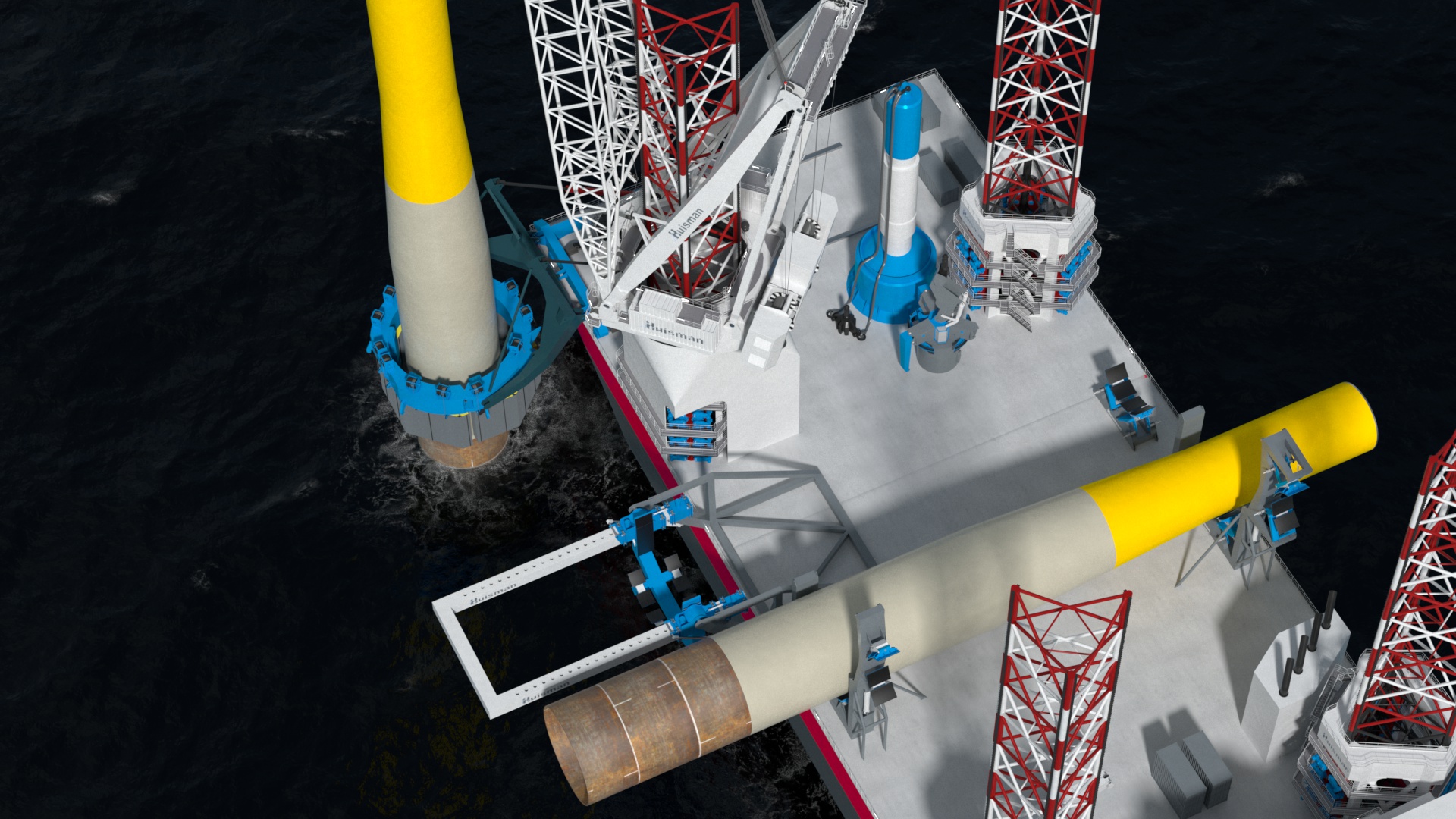 Seaway Ventus equipped with monopile installation spread