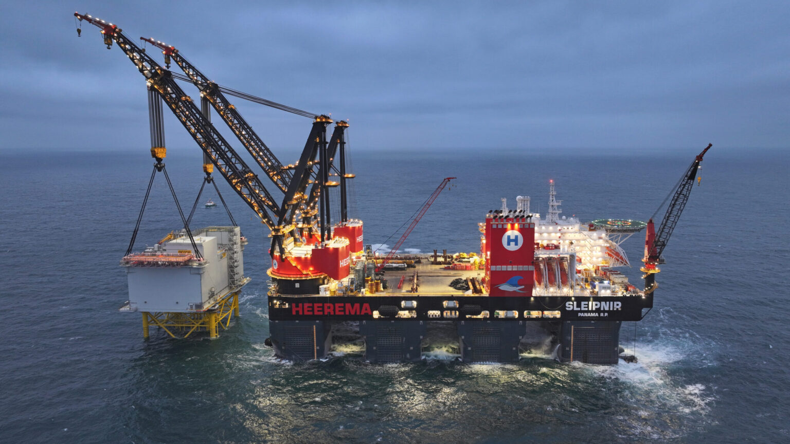 Installation of HVDC offshore substation platform at Dogger Bank C
